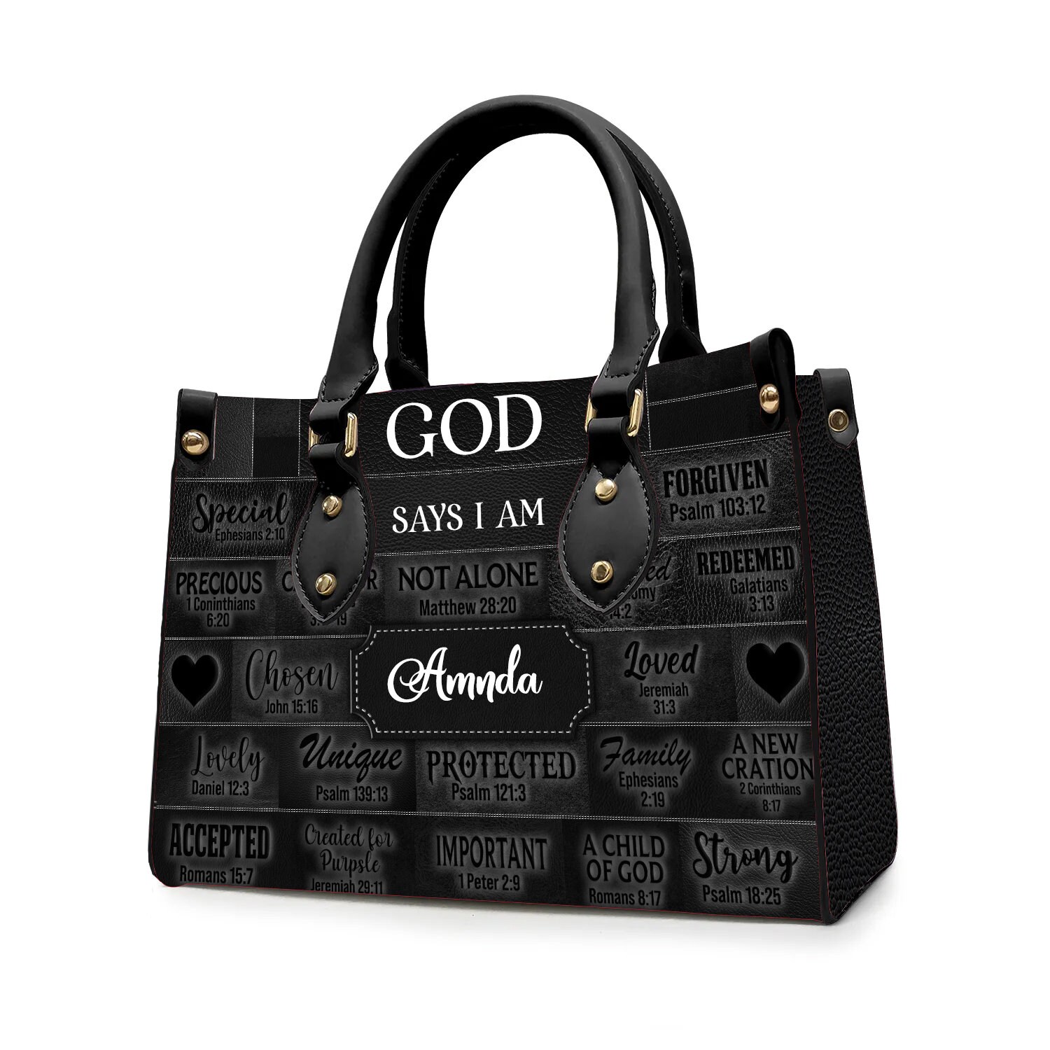 Personalized Faith Leather Tote Bag - Custom Name Christian Handbag - Etsy