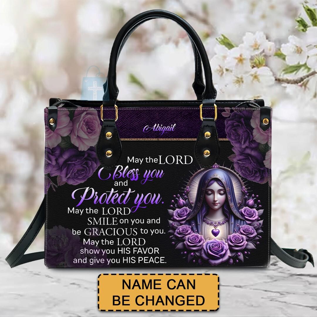 Custom Engraved Leather Handbag Black - Elegance & Faith Combined ...