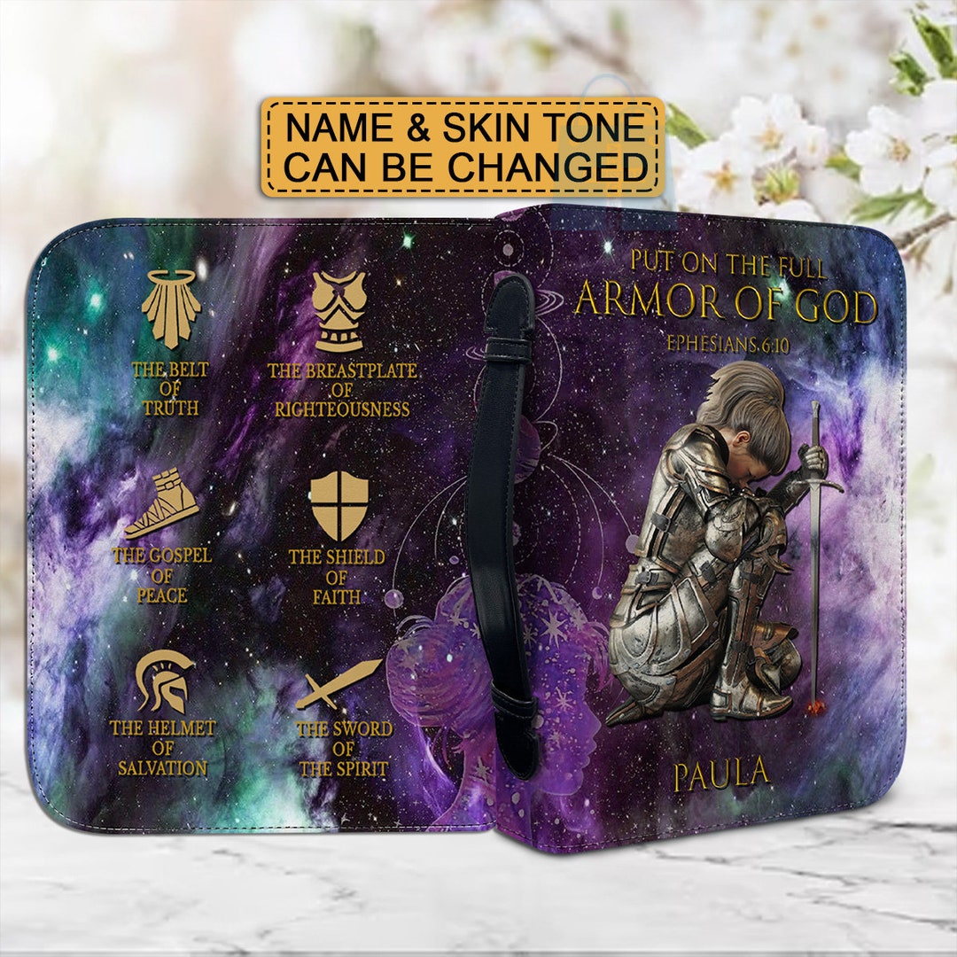 Personalized Armor of God Bible Cover: Faux Leather Christian Gift - Etsy