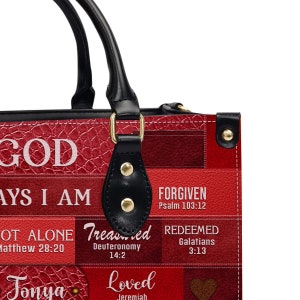 Inspirational Scripture Leather Handbag - Personalized Christian Tote ...