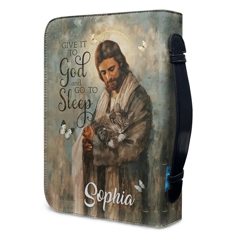 Personalized Bible Cover: Jesus, Cats, Faith (with Strap) - Etsy