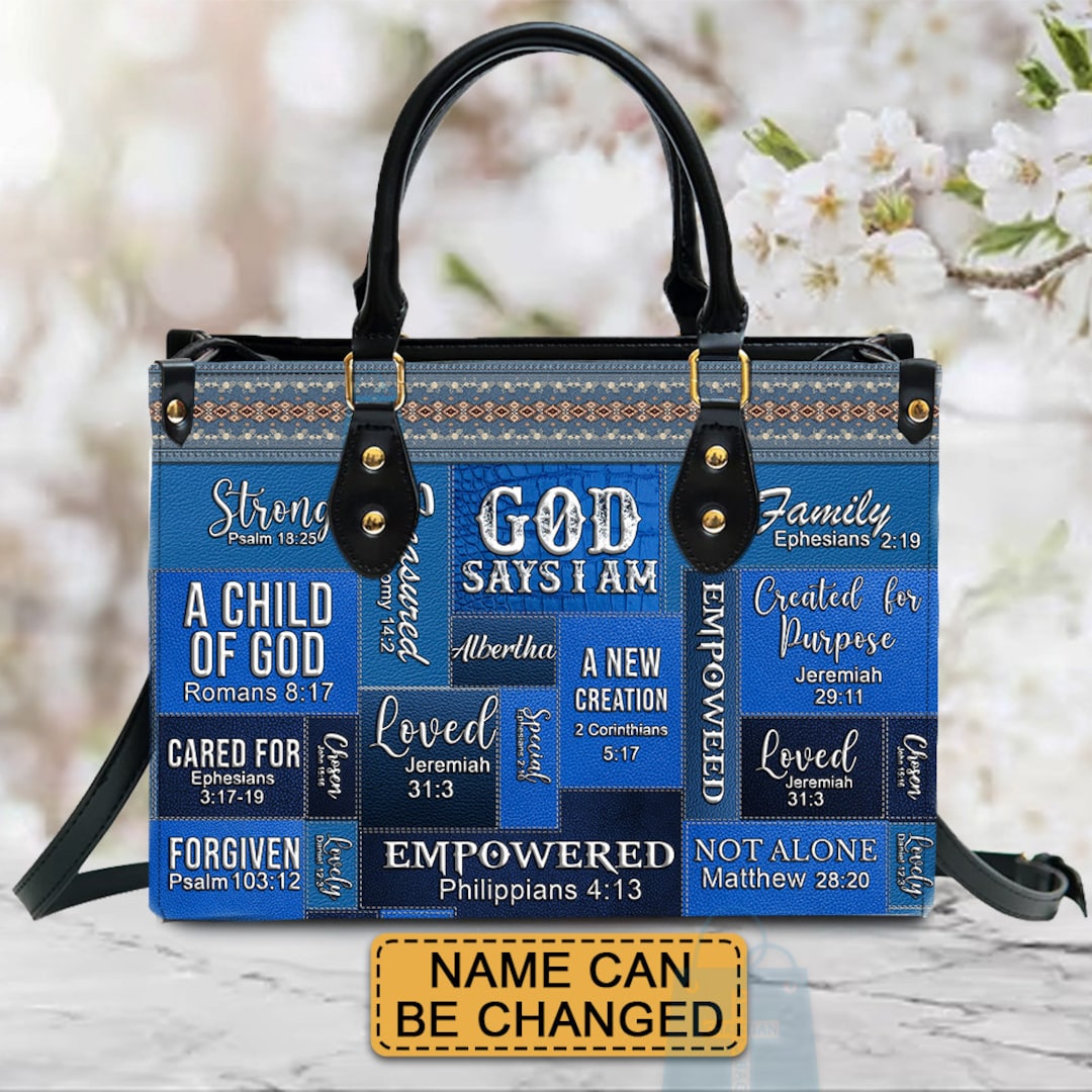 Personalized Christian Leather Handbag: "god Says I Am" Tote Bag - Etsy