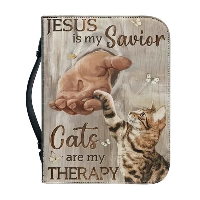 Personalized Bible Cover: Jesus, Cats, Faith (with Strap) - Etsy