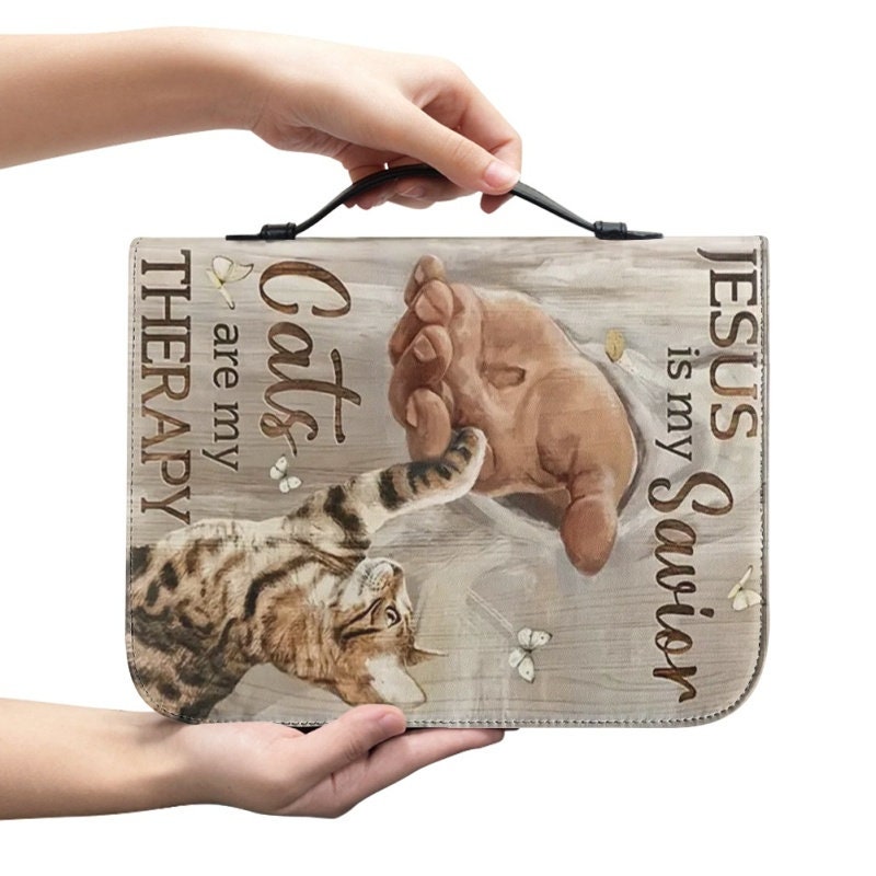 Personalized Bible Cover: Jesus, Cats, Faith (with Strap) - Etsy