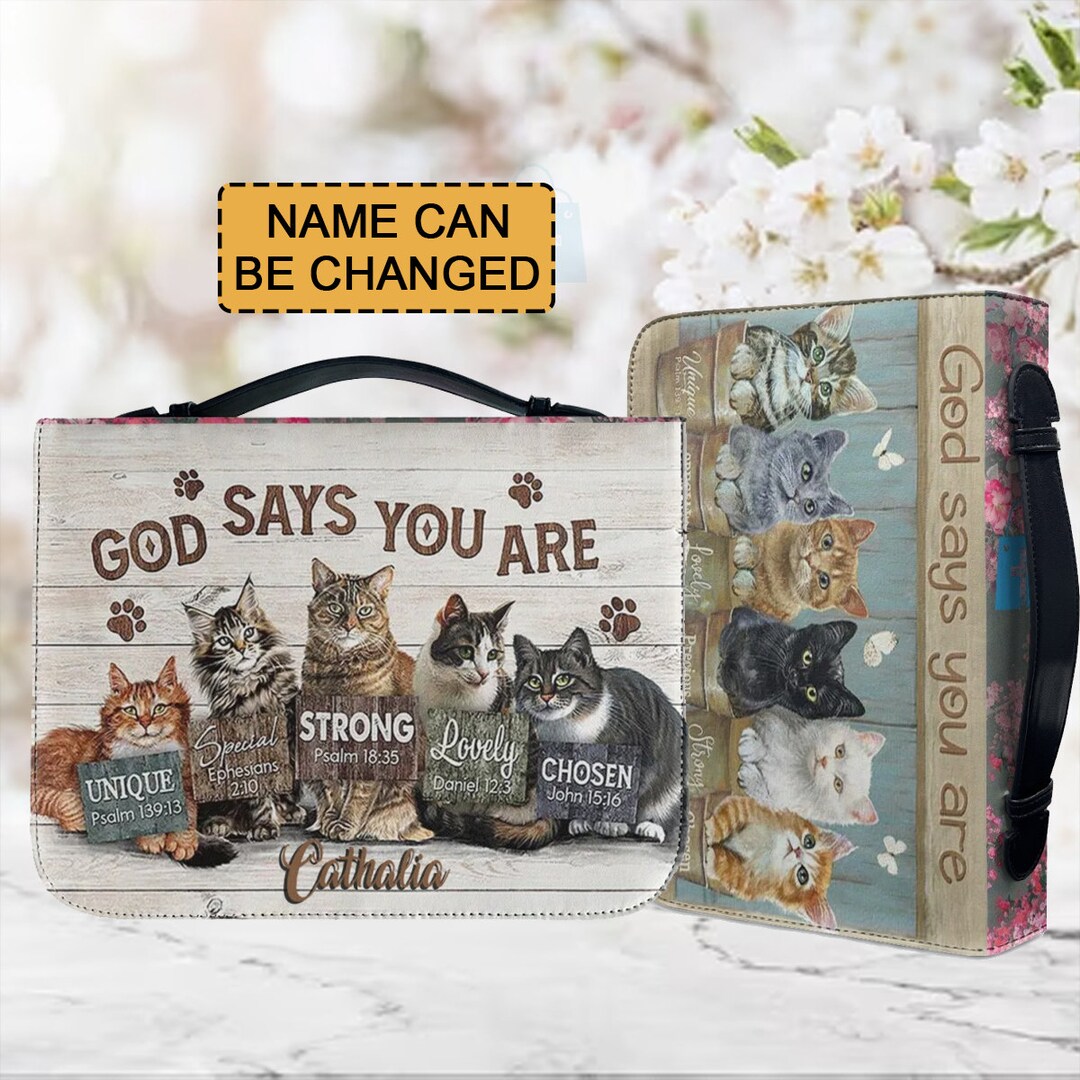 Personalized Cat Bible Cover: God Says You Are, Christian Gift - Etsy