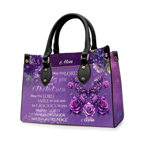 Custom Engraved Leather Handbag Elegance & Faith Combined ...