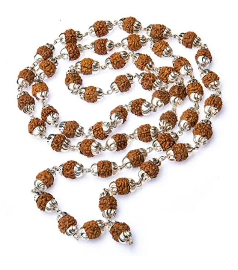 Authentic Silver Cap Rudraksh Mala Genuine Himalayan - Etsy
