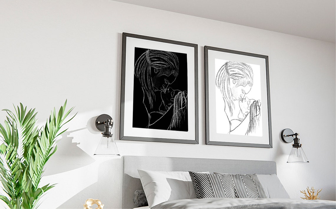 Passion - Black and White Inverse Art Prints - Set of 2 (digital ...