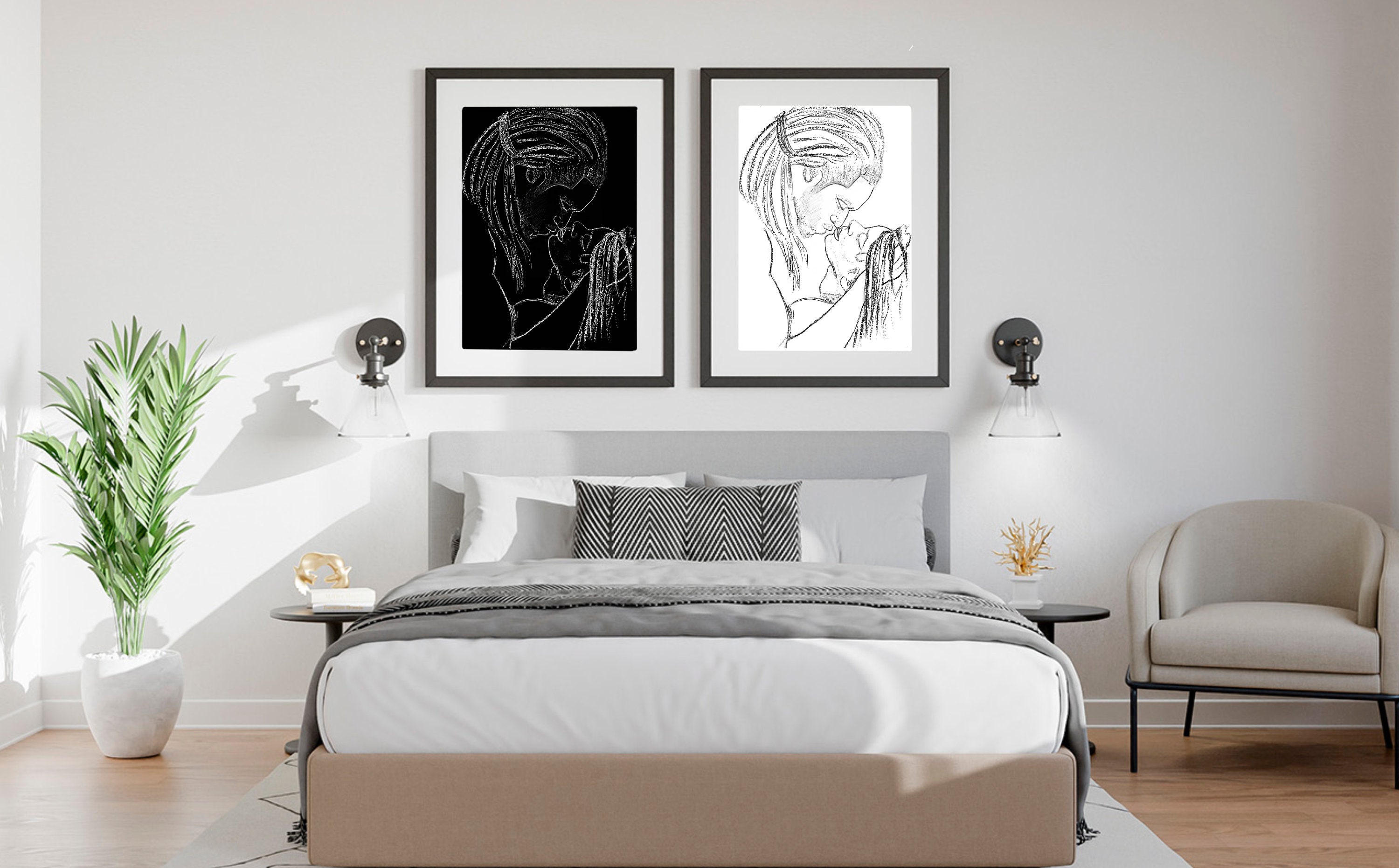 Passion - Black and White Inverse Art Prints - Set of 2 (digital ...