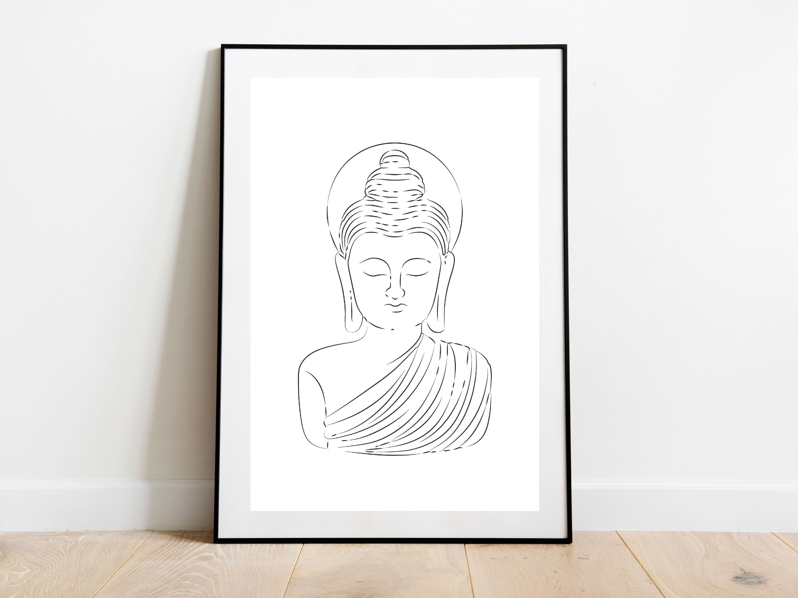 Lord Buddha Face Line Art