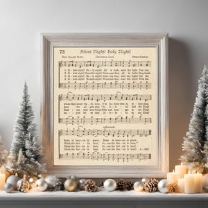 Christmas Carol Piano Sheet Vintage Printable Art, Silent Night Piano ...
