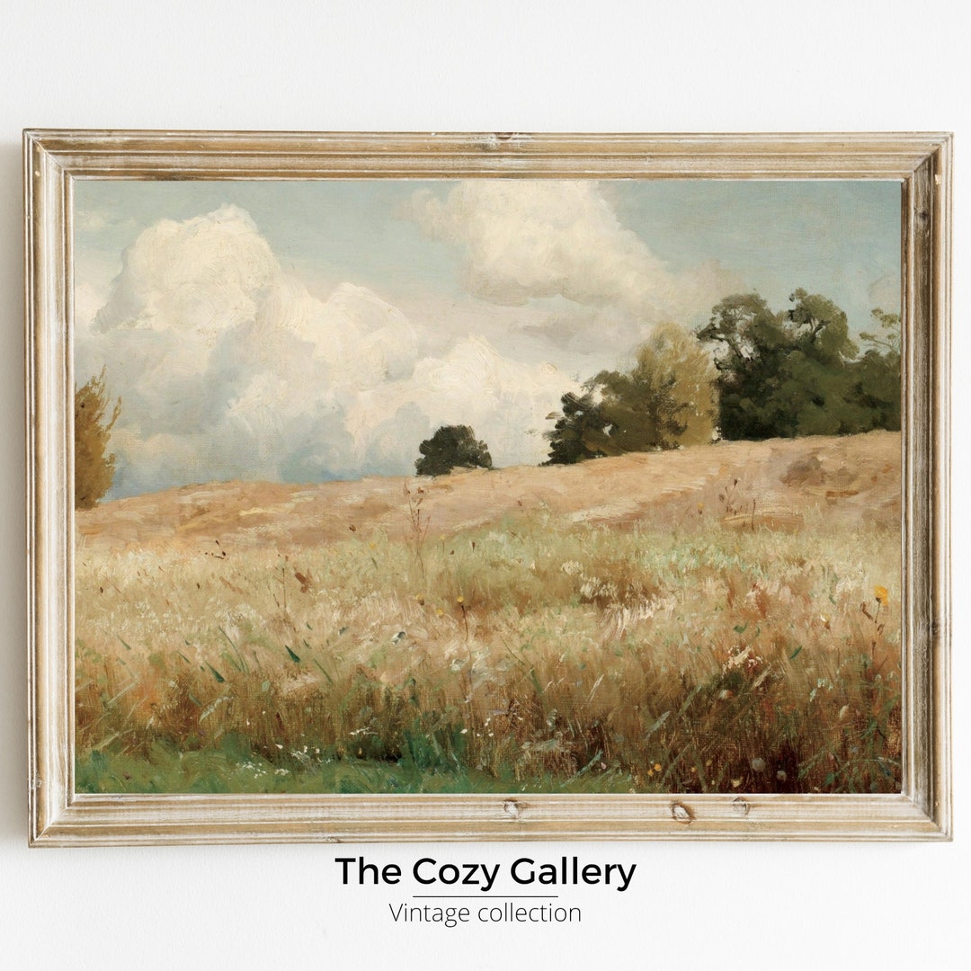 Oat Field Nature Meadow Cottagecore Landscape of Spring Summer Vintage ...