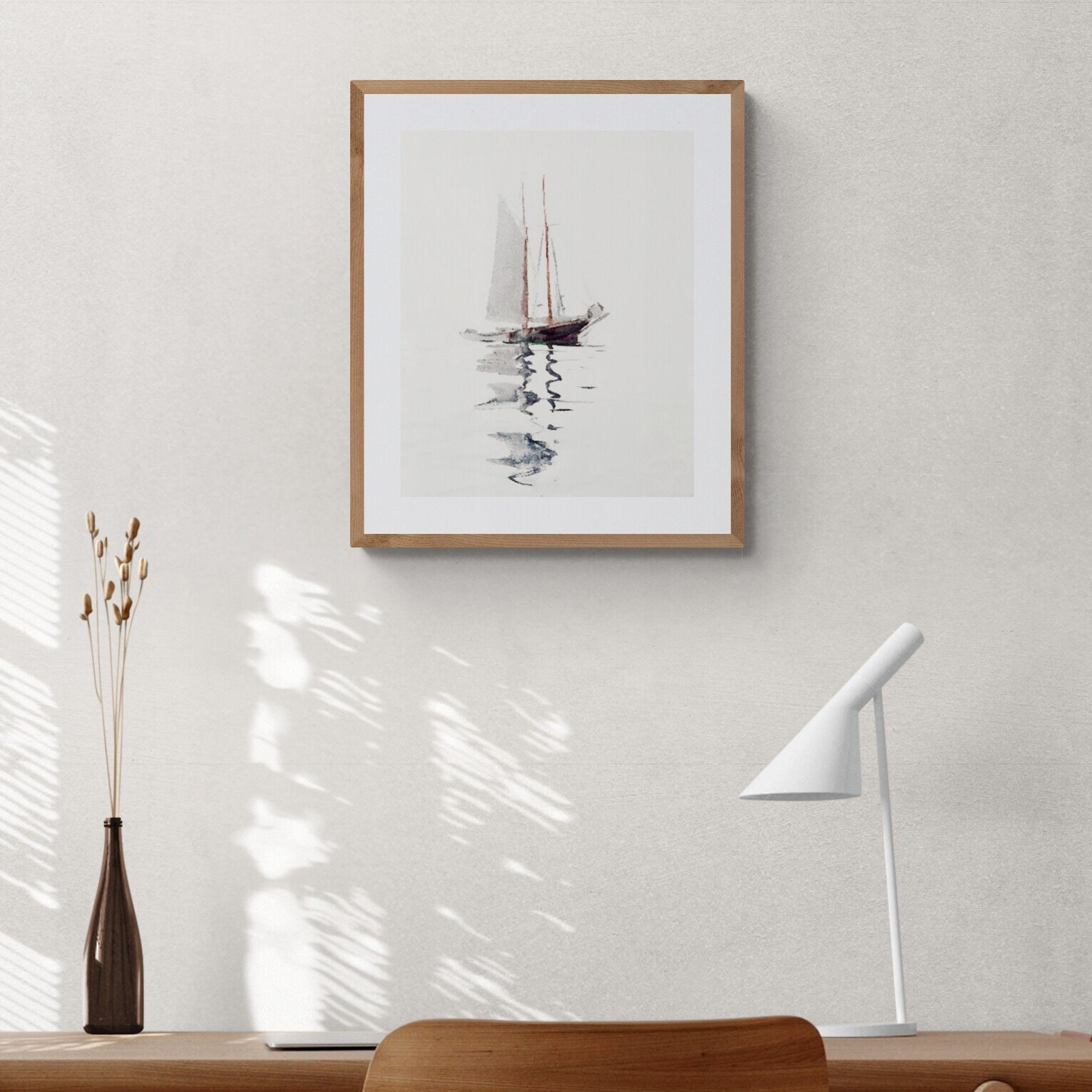 Watercolor Sailboat Muted Nautical Printable Art Lake House - Etsy