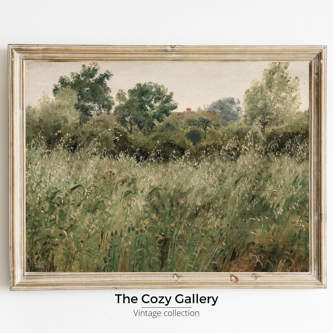 Meadow Wildflower Field Cottagecore Landscape of Spring Summer Vintage ...