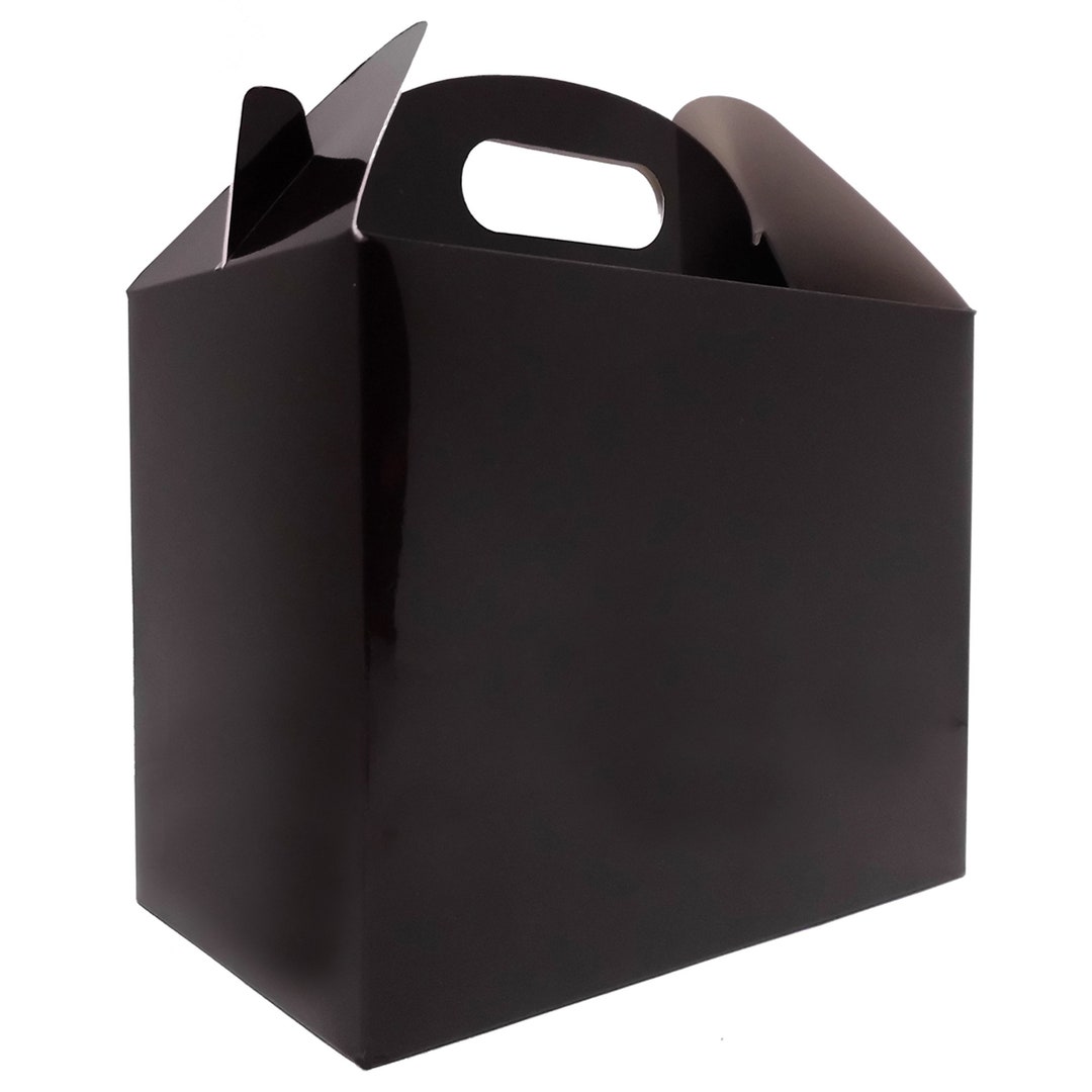 Glossy Black Gift Boxes - Cardboard Gift Hamper Party Boxes With ...