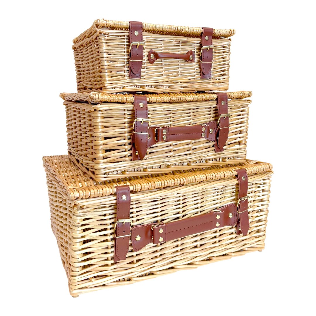 Empty Wicker Hamper Baskets With Lids for Gift Baskets, Christmas ...