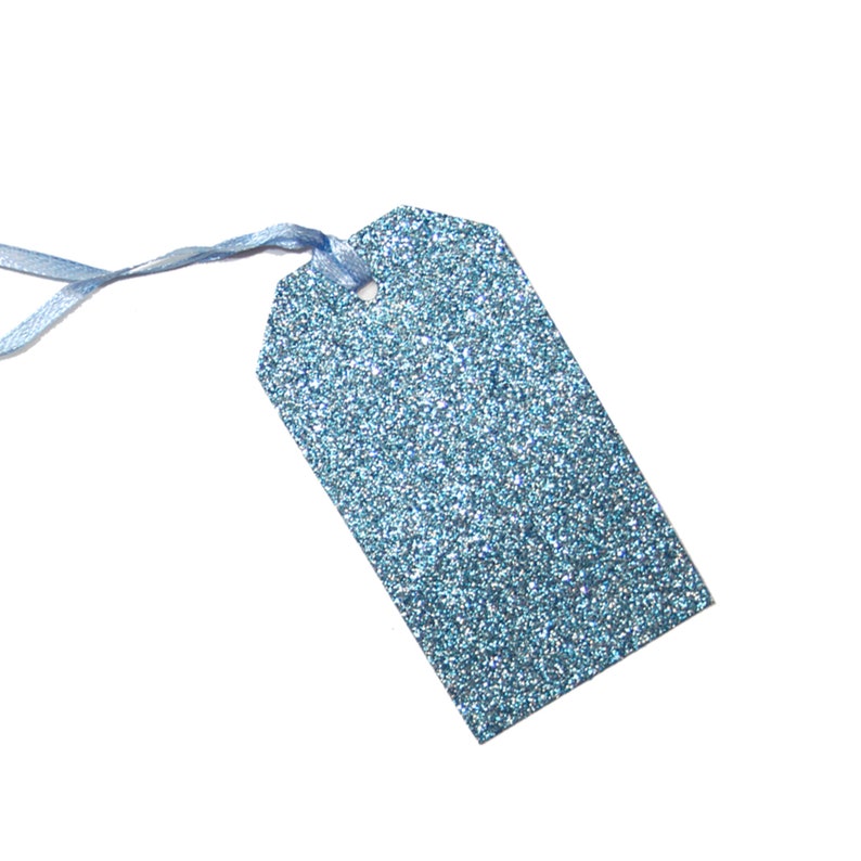 Glittery Blue Gift Tags & Tying Ribbon - Gift Tags for Christmas ...