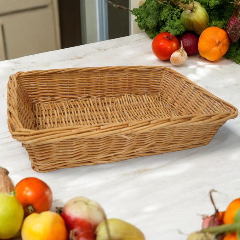 Shallow Rectangular Wicker Baskets - Fruit Baskets, Bread Baskets ...