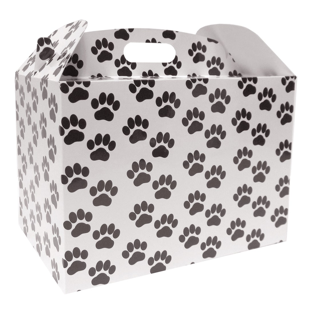 Paw Print Gift Boxes - Black and White Gable Boxes - Dog, Cat, Puppy ...