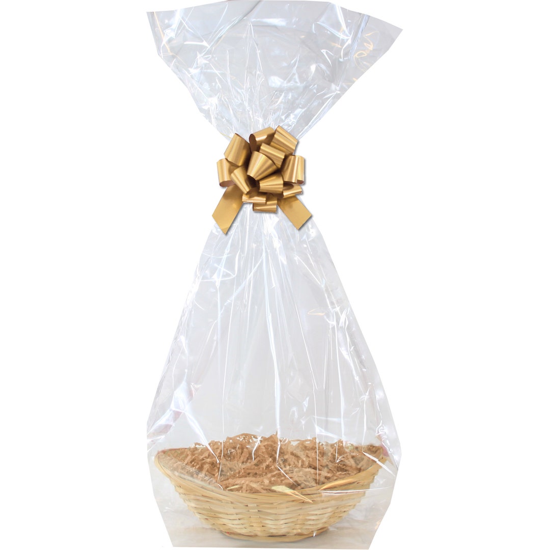 GOLD DIY Gift Basket Hamper Kit Lightweight Oval Bamboo Basket, Paper ...