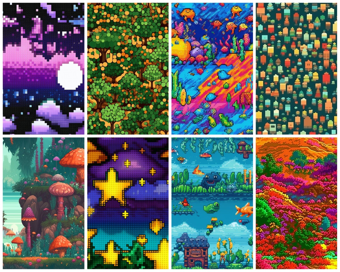 Pixel Art Video Game Digital Seamless Design for Gaming - Etsy