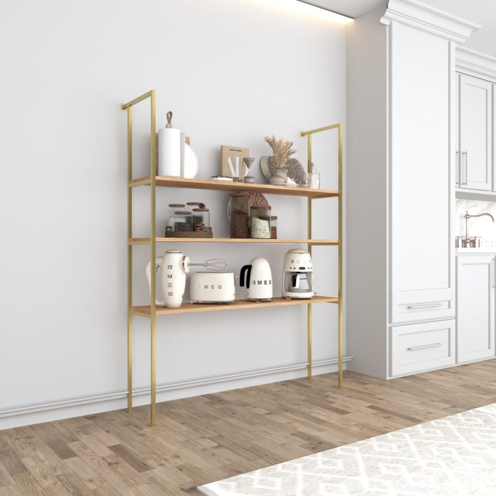 Wall Shelf With Metal Brackets 3 Tier, Wall Mounted Rustic Hanging ...