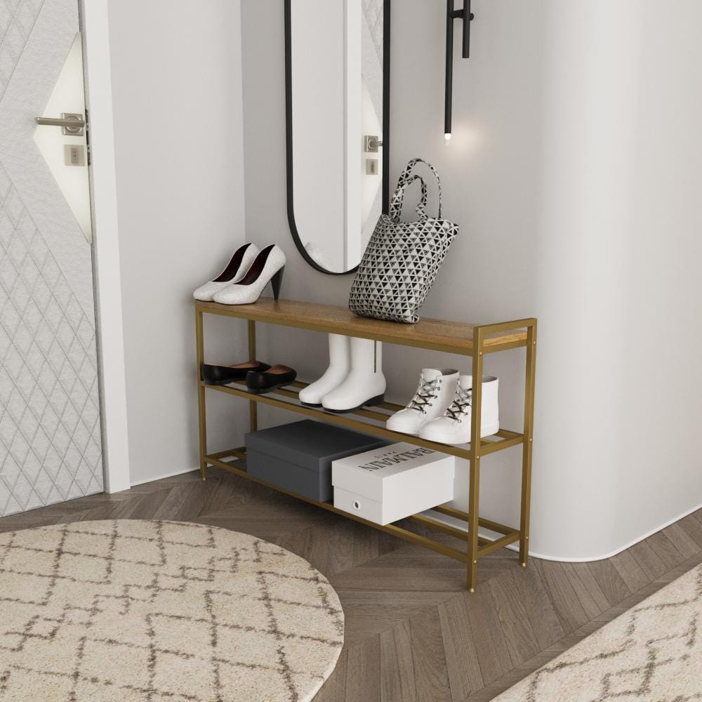 Shoe Stand, Modern Metal Shoe and Slipper Rack, Minimal Shoe Rack ...