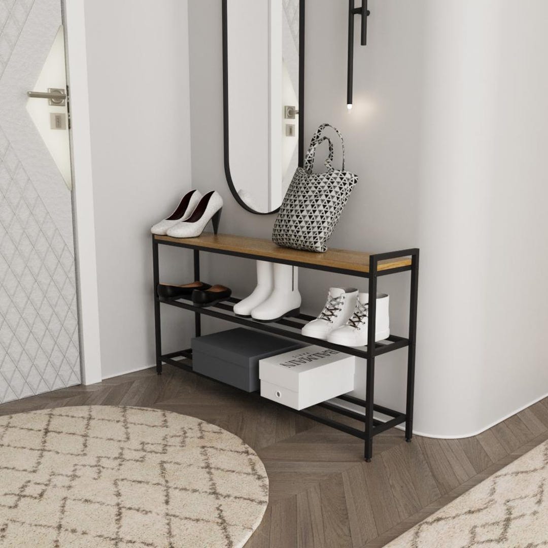 Shoe Stand, Modern Metal Shoe and Slipper Rack, Minimal Shoe Rack ...