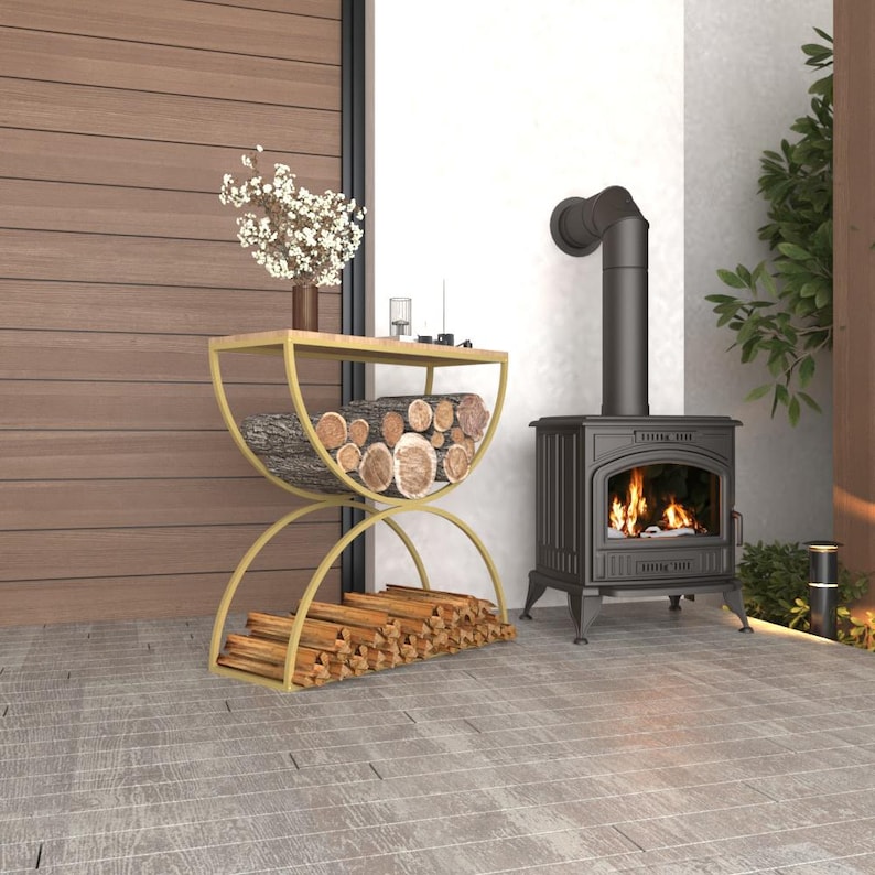 Metal Log Rack for Wood Storage, Firewood Log Holder, Wood Storage ...