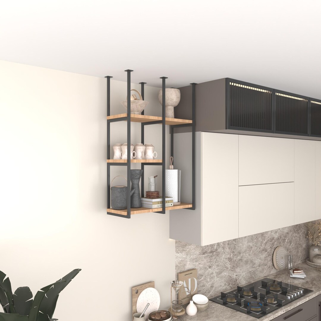 Industrial Style Storage Unit, Wall Mounted Rustic Hanging Shelves ...