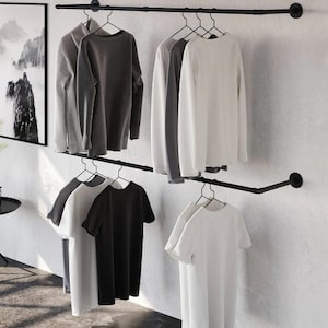 Clothes Rack, Ceiling Clothing Rack, Wall Mounted Clothes Rail, Garment ...