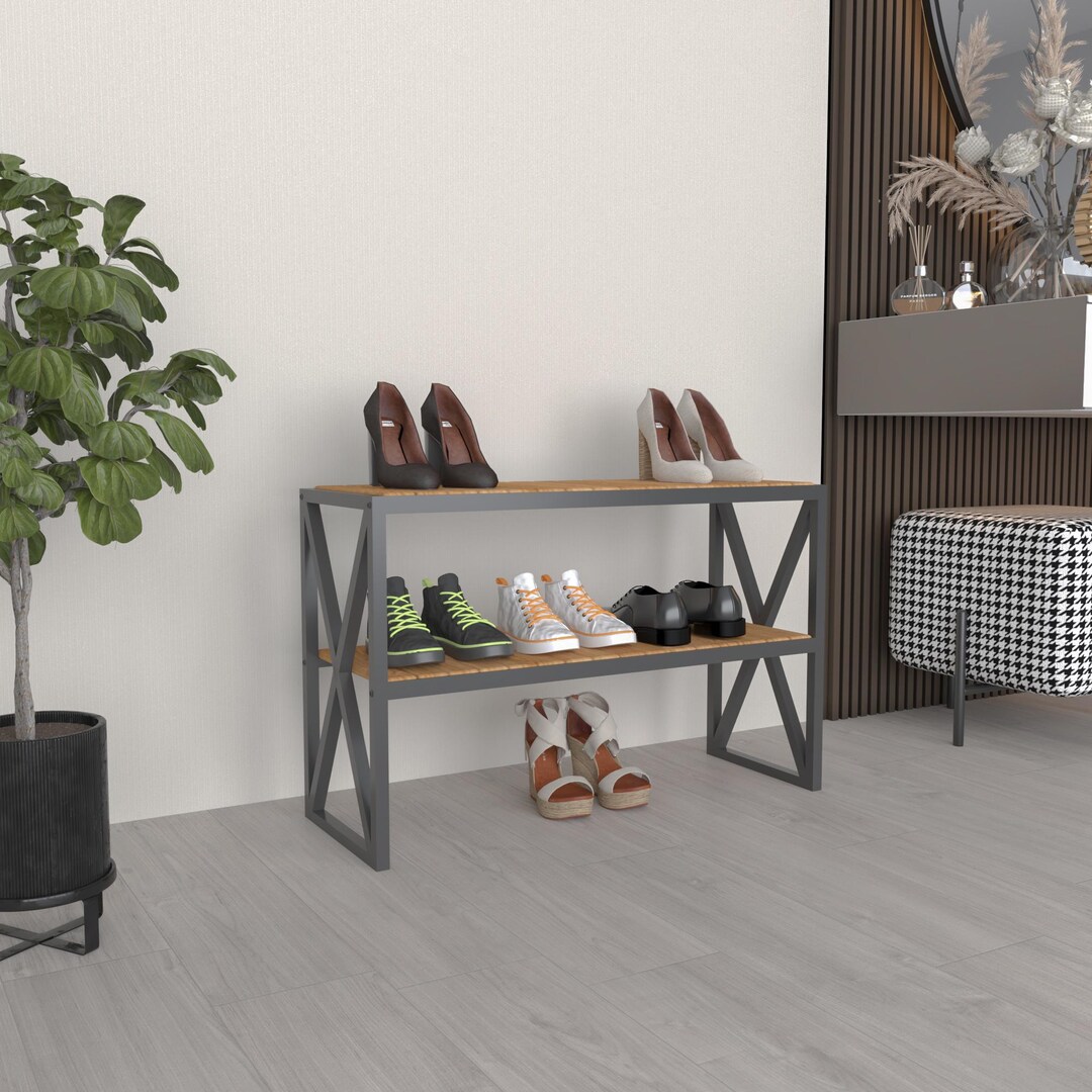 Modern Metal Shoe and Slipper Rack, Minimal Shoe Rack, Entryway ...