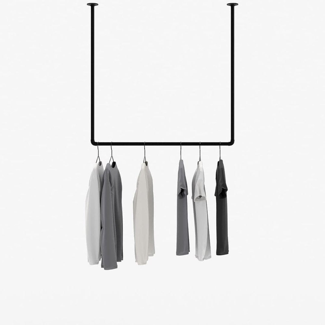 Clothes Rack, Ceiling Clothing Rack, Wall Mounted Clothes Rail, Garment ...