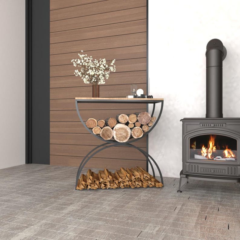 Metal Log Rack for Wood Storage, Firewood Log Holder, Wood Storage ...
