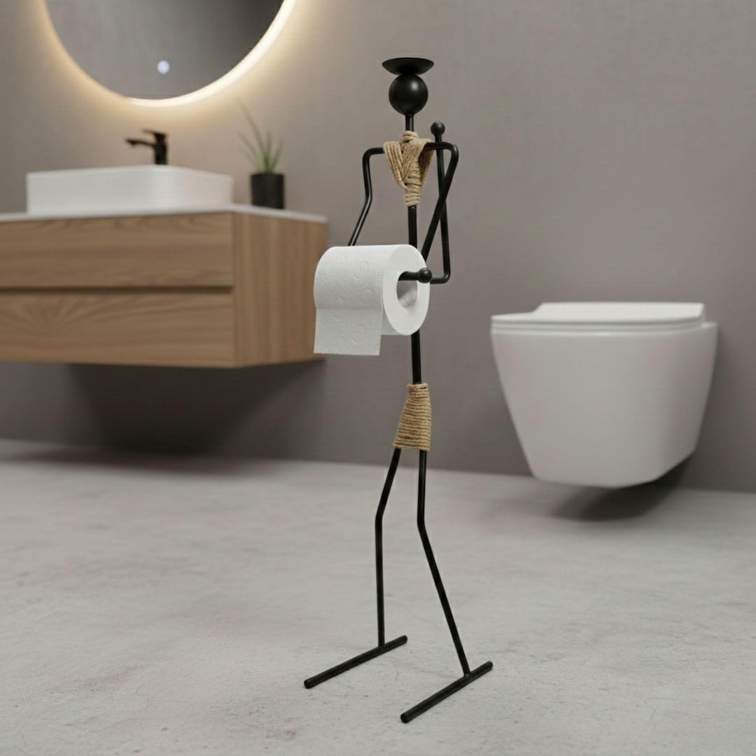 Metal Stick Figure Holder – Freestanding Bathroom Accent for Toilet ...