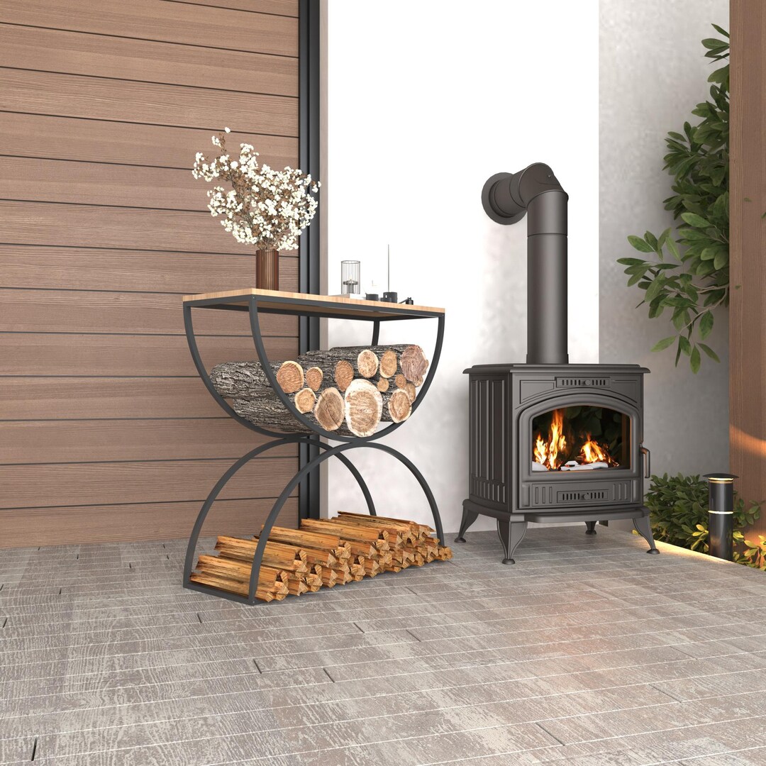 Metal Log Rack for Wood Storage, Firewood Log Holder, Wood Storage ...