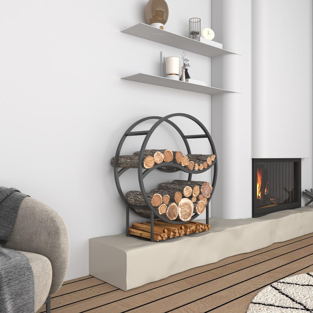 Metal Firewood Log Holder, Wood Storage, Wall Hangıng Metal Wood Holder ...