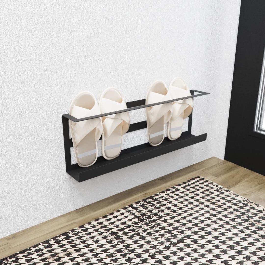 Wall Mounted Shoe and Slipper Rack, Minimalist Metal Slipper and Shoe ...