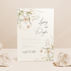 Spring Wildflower Wedding Invitation Editable Template Delicate Floral ...