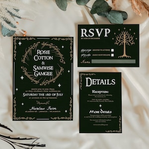 LOTR Wedding Invitation Template Set Elven Wedding Invite RSVP Details ...