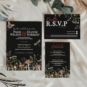 COTTAGECORE Wedding Invitation Set Cute Botanical Wedding Fairy Invite ...