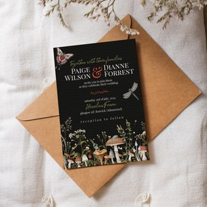 Cottagecore Wedding Invitation Template Editable Wedding Fairy Mushroom ...