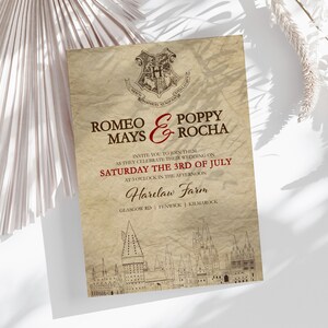 MAGICAL Wedding Invite Set Template Castle Crest Editable Wedding RSVP ...