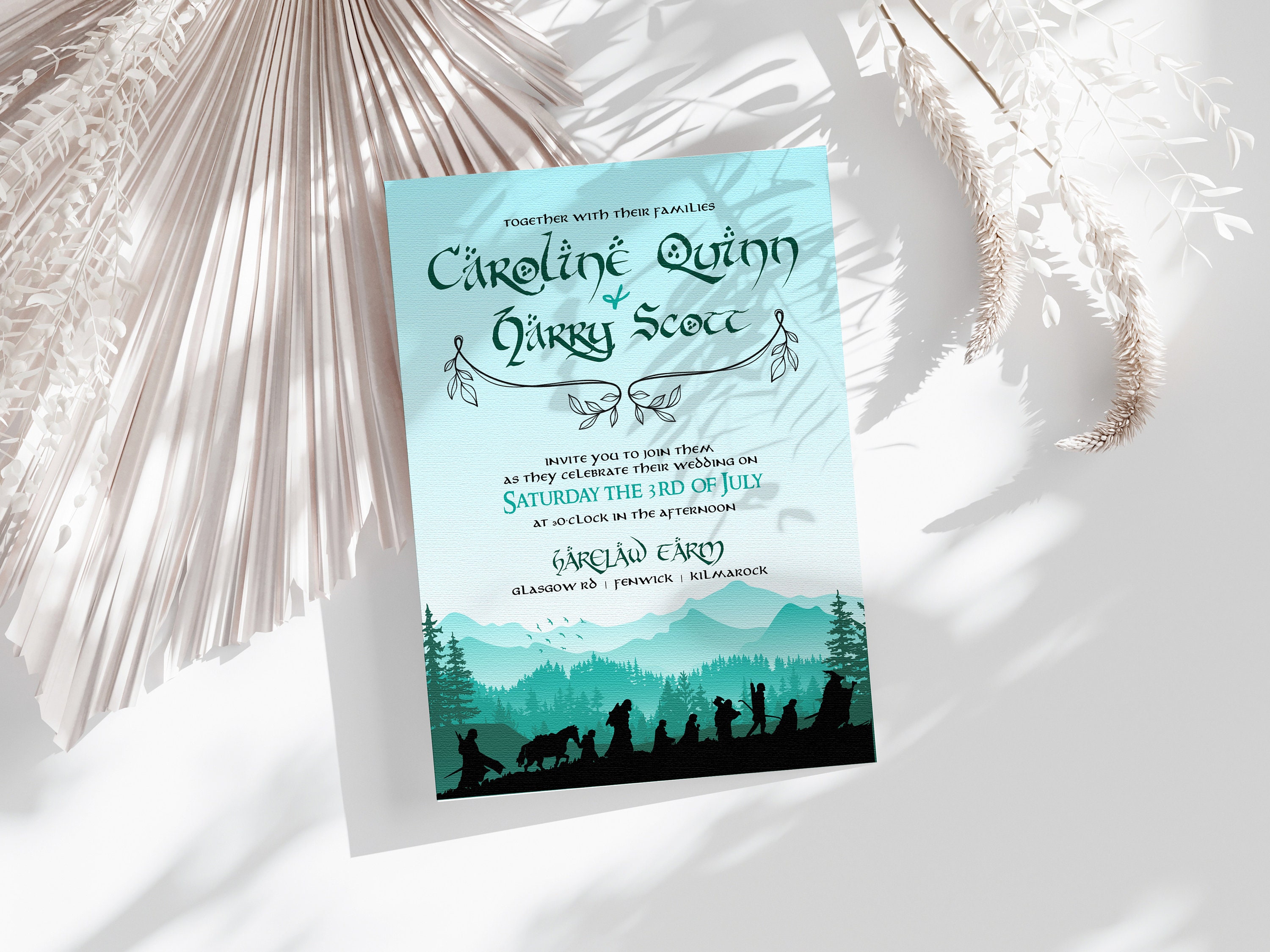 LOTR Wedding Invitation Template Bundle Tolkien Wedding Invite - Etsy UK