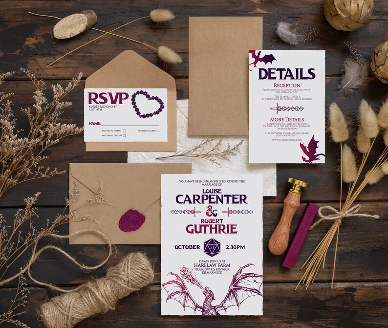 Dnd Wedding Invite Geek Wedding Invitation Suite D20 RPG - Etsy