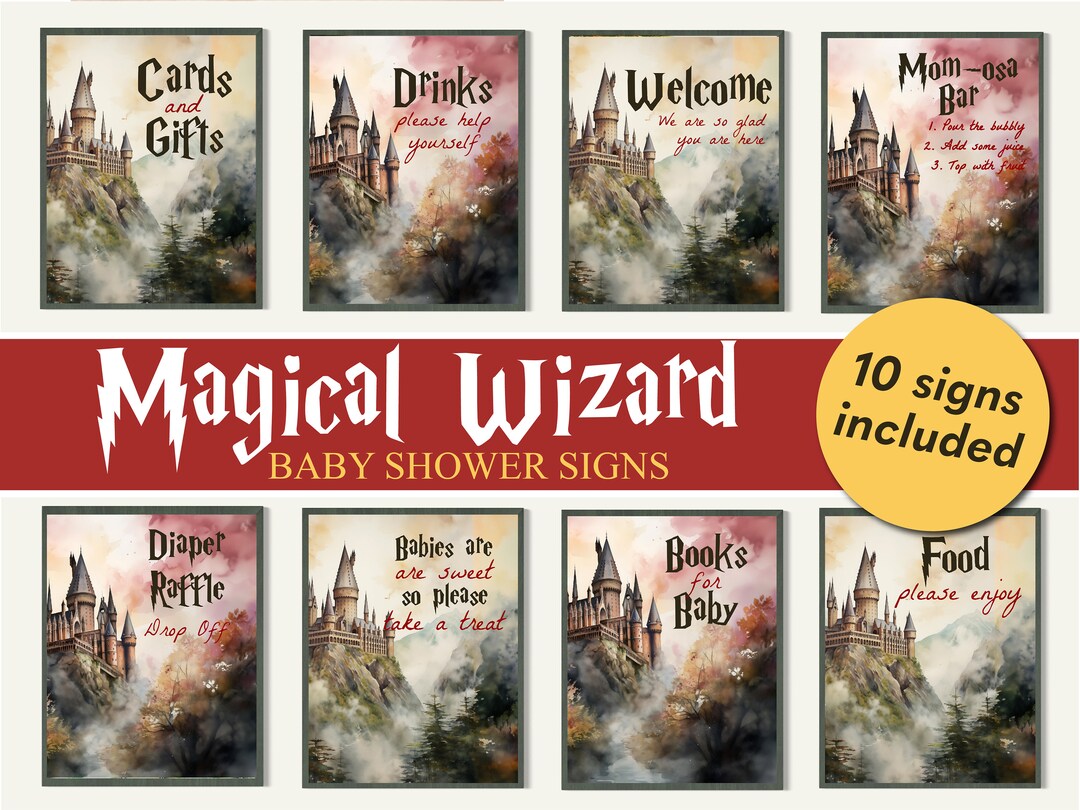 Magical Wizard Baby Shower Signs, Editable Baby Shower Decorations Sign ...