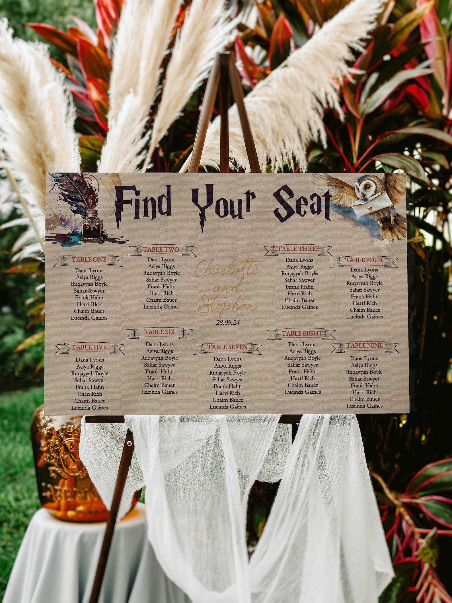 MAGICAL Wedding Seating Chart Template Fantasy Wizard Table Plan ...