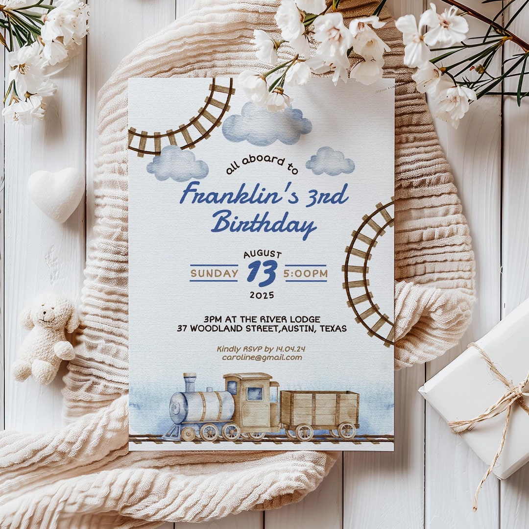 All Aboard Birthday Invitation Template, Train Birthday Invite Template ...