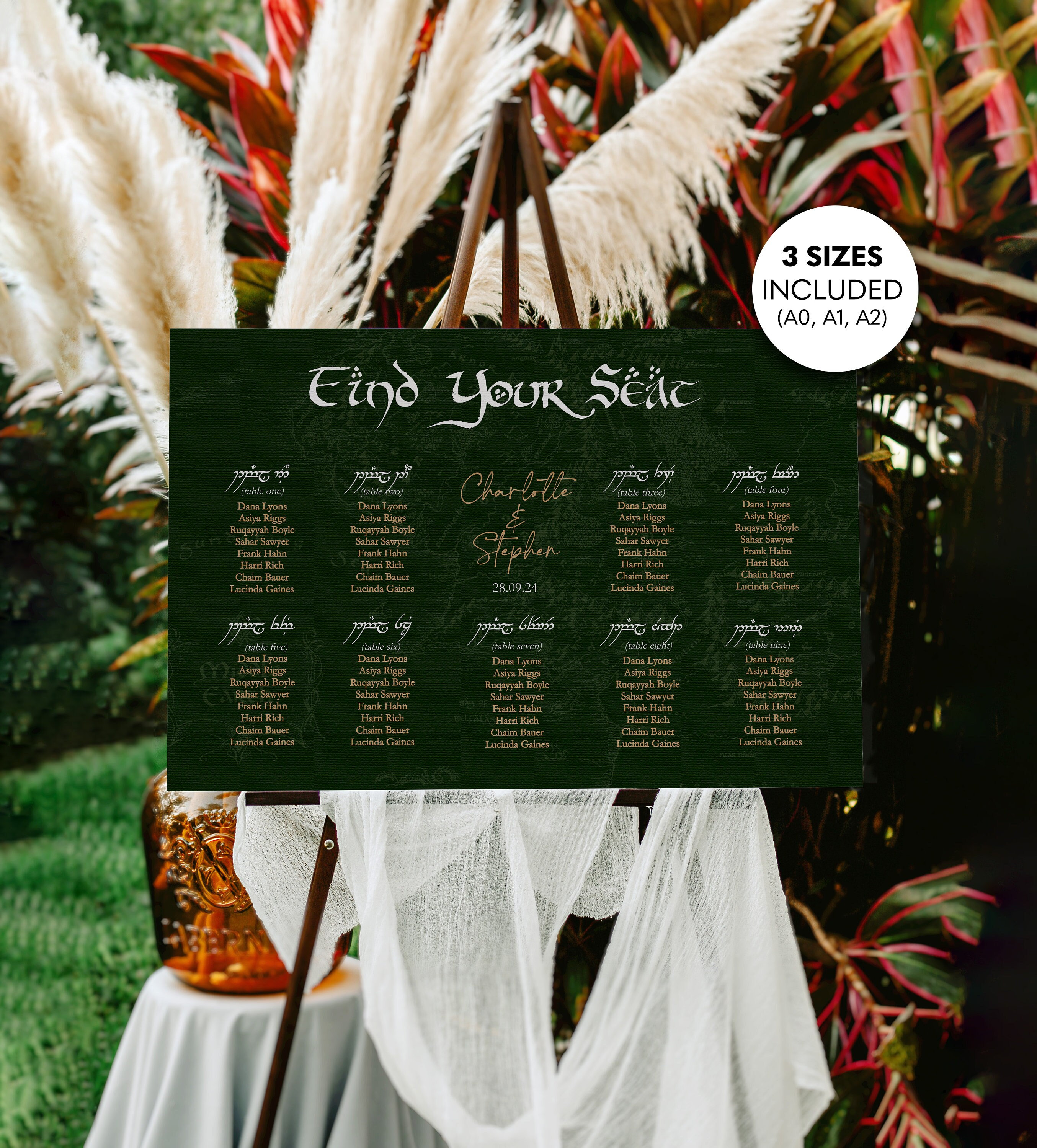LOTR Wedding Seating Chart Template Nerdy Wedding Middle Earth Table ...