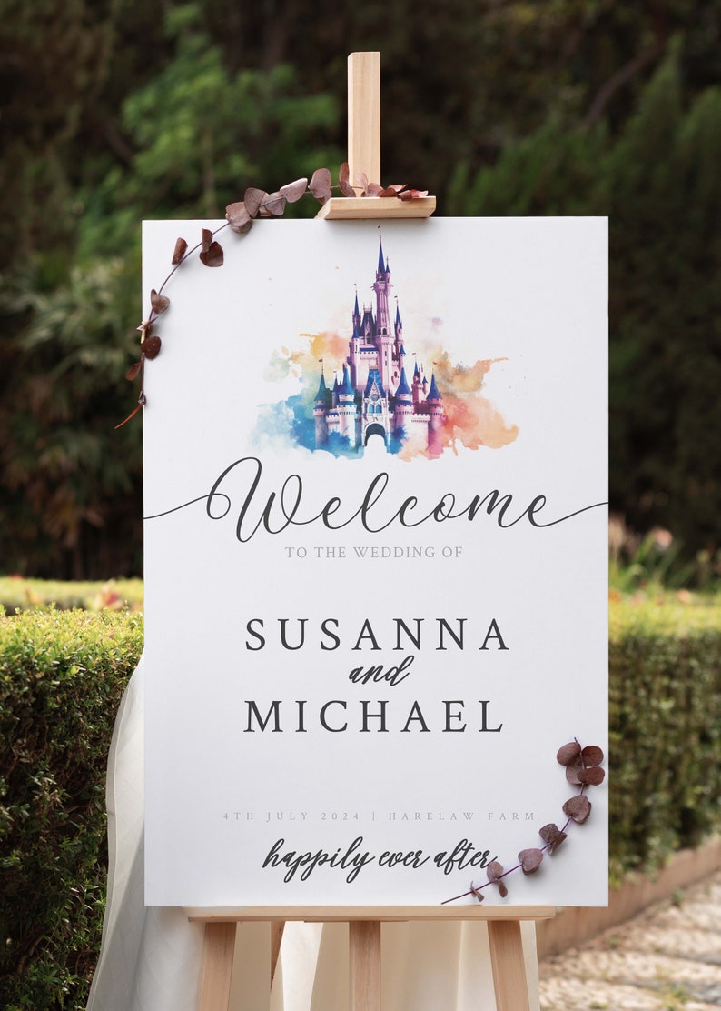 FAIRYTALE Wedding Welcome Sign Template Editable Script - Etsy